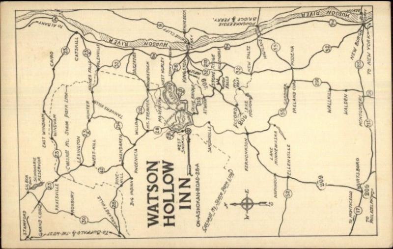 Watson Hollow Inn - Westy Shokan NY Area Map Postcard | United States ...