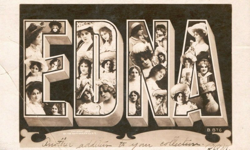 Vintage Postcard 1906 EDNA Woman Portraits in Large Letters Pub ...