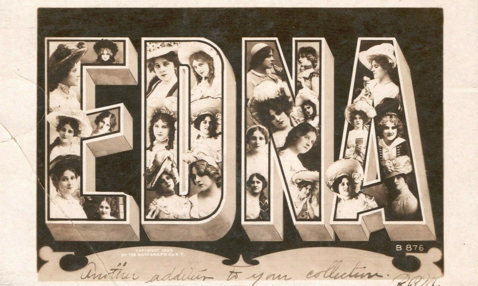 Vintage Postcard 1906 EDNA Woman Portraits in Large Letters Pub ...