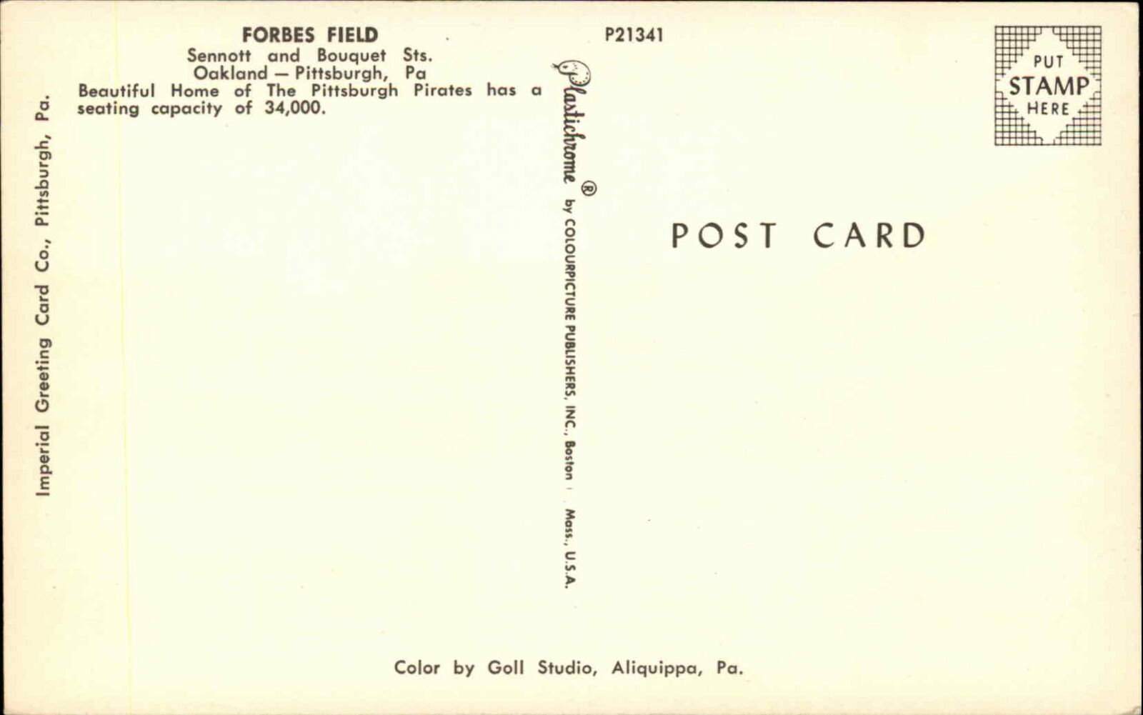 Pittsburgh PA Pirates Baseball Game Forbes Field Stadium c1950s ...