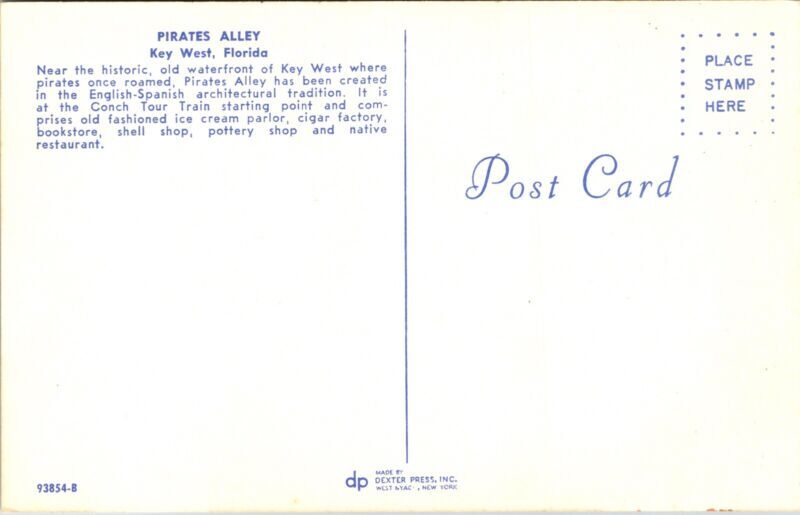 Pirates Alley Key West Florida Historic Waterfront English Spanish UNP ...