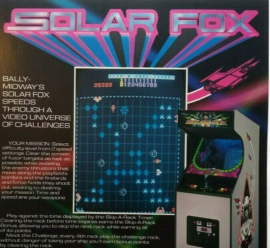 Solar Fox Arcade FLYER Original Midway 1982 Video Game Space Fantasy ...
