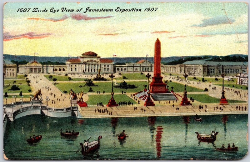 Birds Eye View Of Jamestown Exposition 1907 Monument Buildings Lake ...