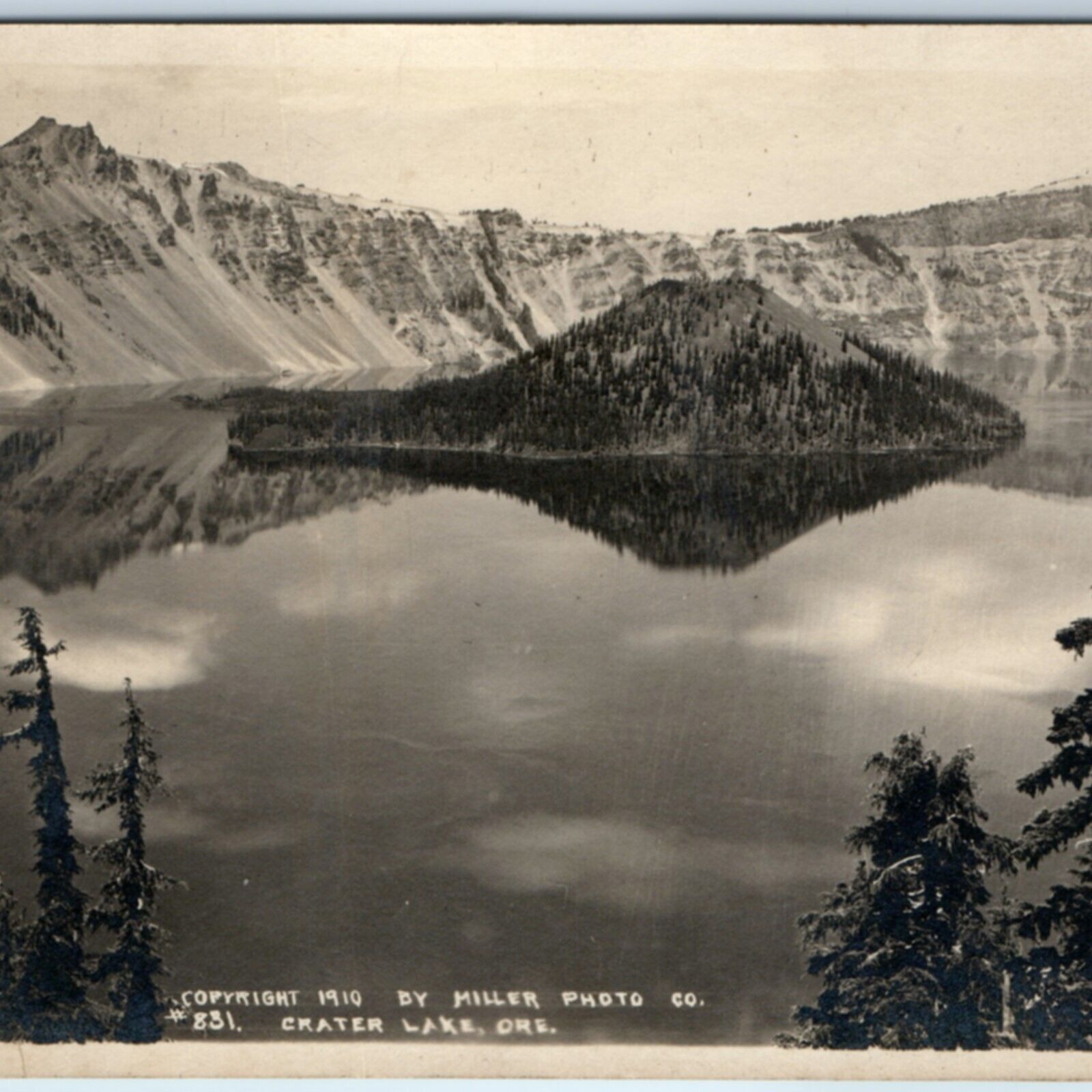 1911 Crater Lake, OR Birds Eye Beauty RPPC Miller Real Photo Wizard ...