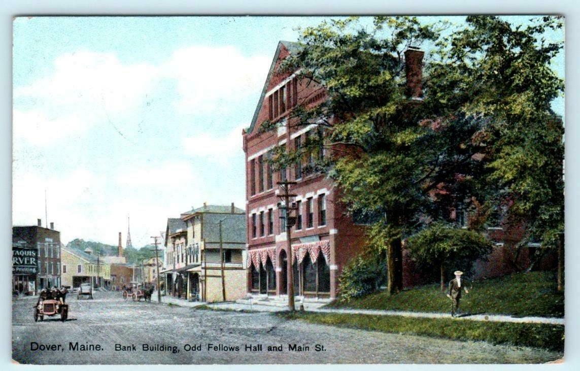 DOVER, Maine ME ~ Main Street BANK BUILDING Odd Fellows Hall 1910 ...