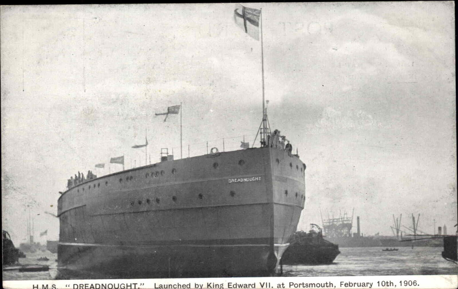 Portsmouth England British Navy HMS Dreadnought Launched by King Edward ...