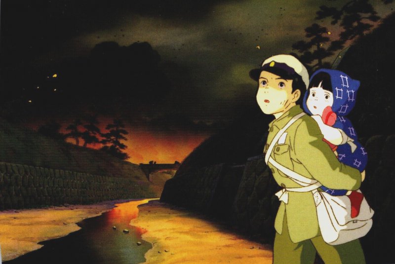 Studio Ghibli Father Child Dark Fire Trees Clouds Postcard BS.30 ...