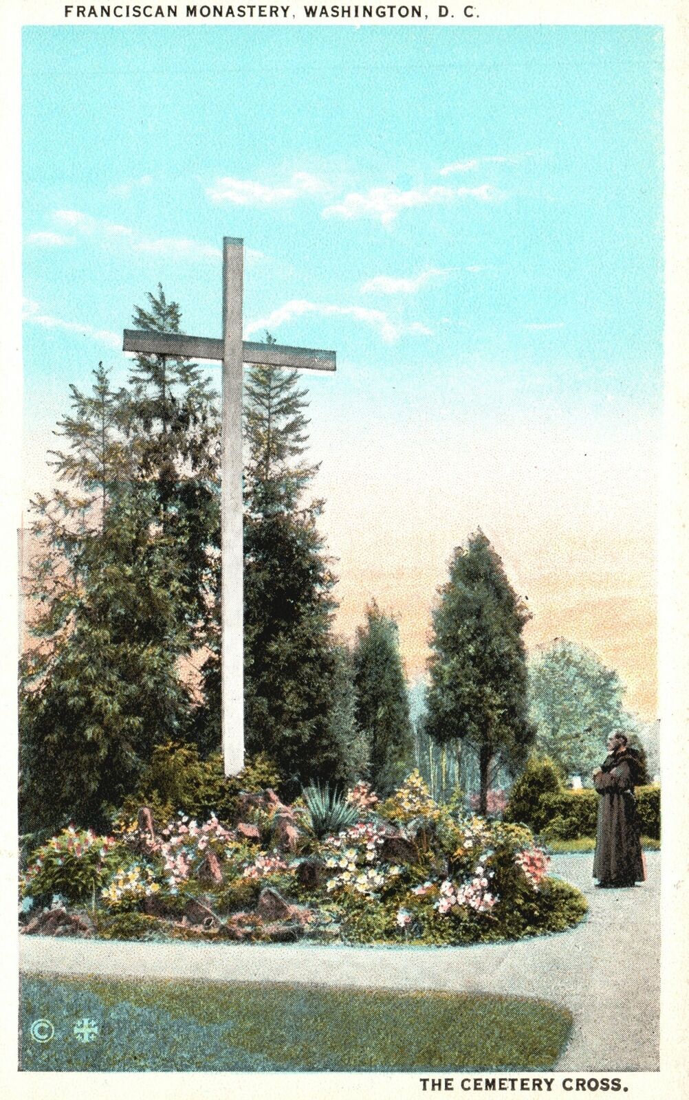 Vintage Postcard 1920's Franciscan Monastery Cemetery Cross Washington ...
