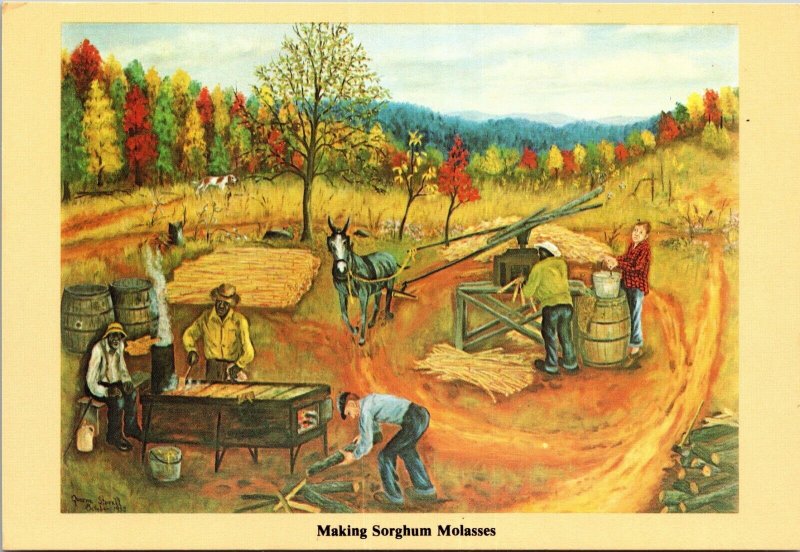 Making Sorghum Molasses 1975 Queena Stovall Folk Art America Postcard ...