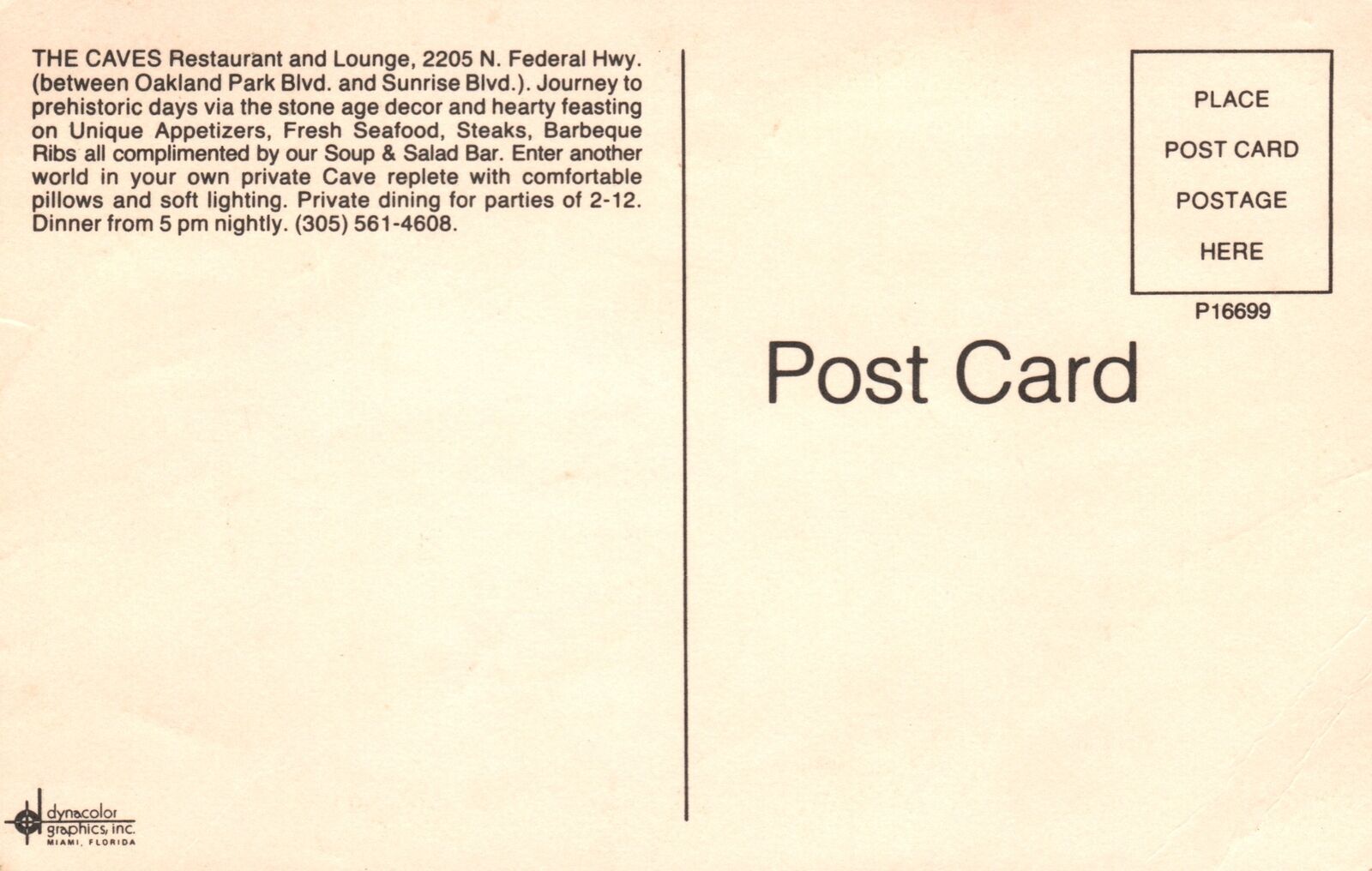 Vintage Postcard The Caves Restaurant and Lounge Federal Highway ...