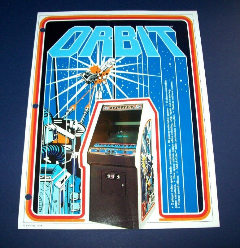Atari Orbit Arcade FLYER Original Vintage Video Game Retro Space Age ...