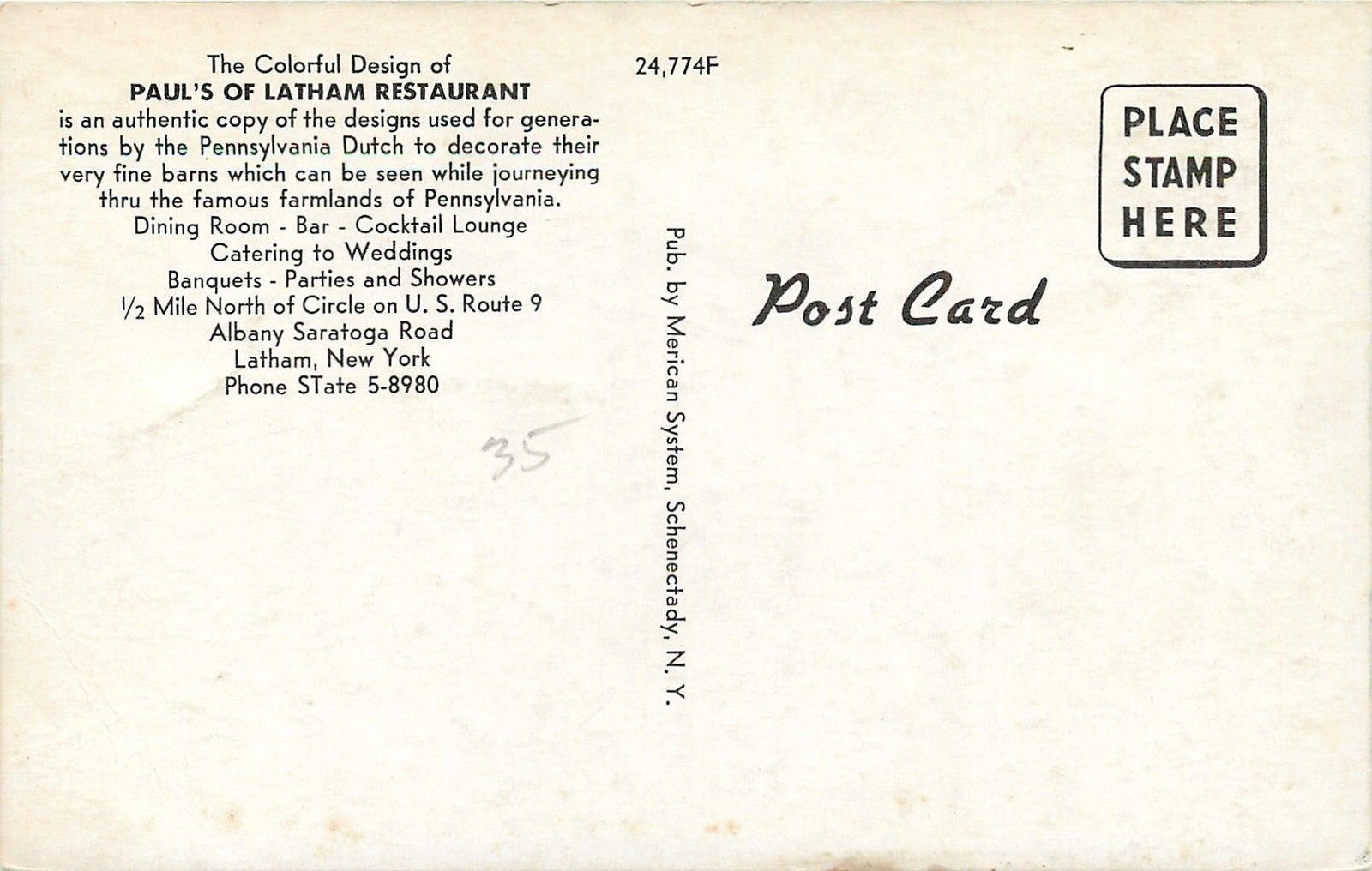 Latham New York~Paul's of Latham Restaurant~Dutch Hex Signs~1950s ...