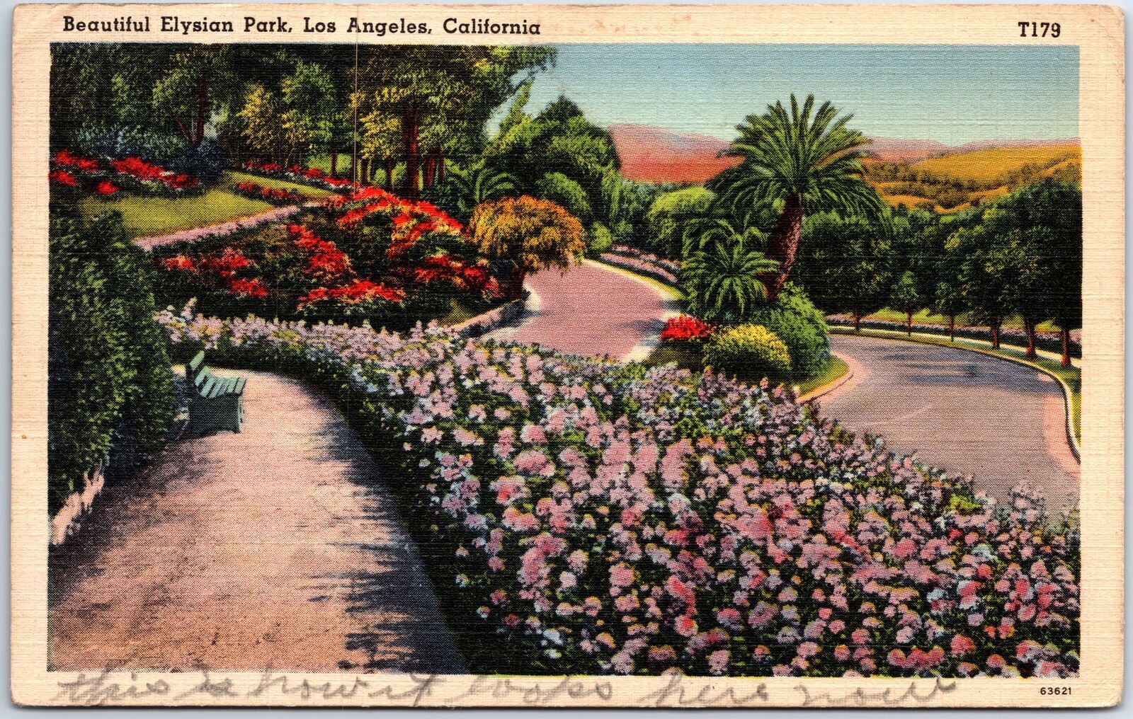 Vintage Postcard Beautiful Elysian Park LOS Angeles California Posted ...