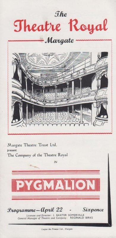 Pygmalion George Bernard Shaw Rare Theatre Royal Margate Kent Programme ...