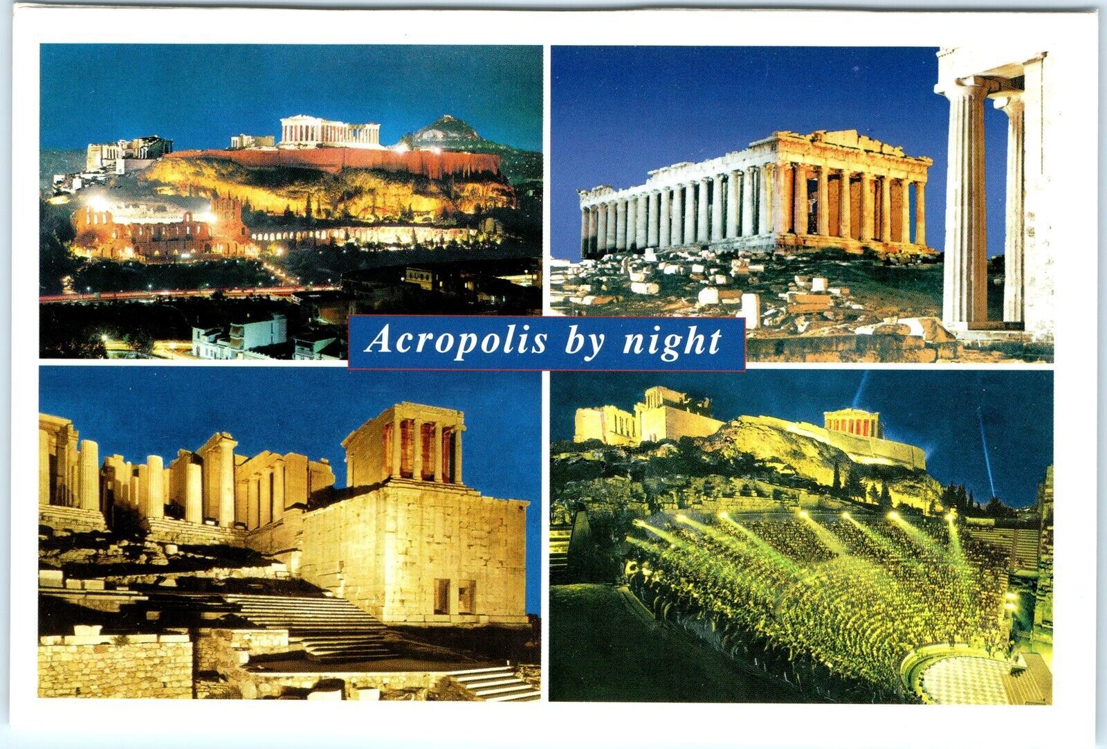 c1980s Athens, Greece Parthenon Temple Acropolis Night View Chrome 4x6 ...