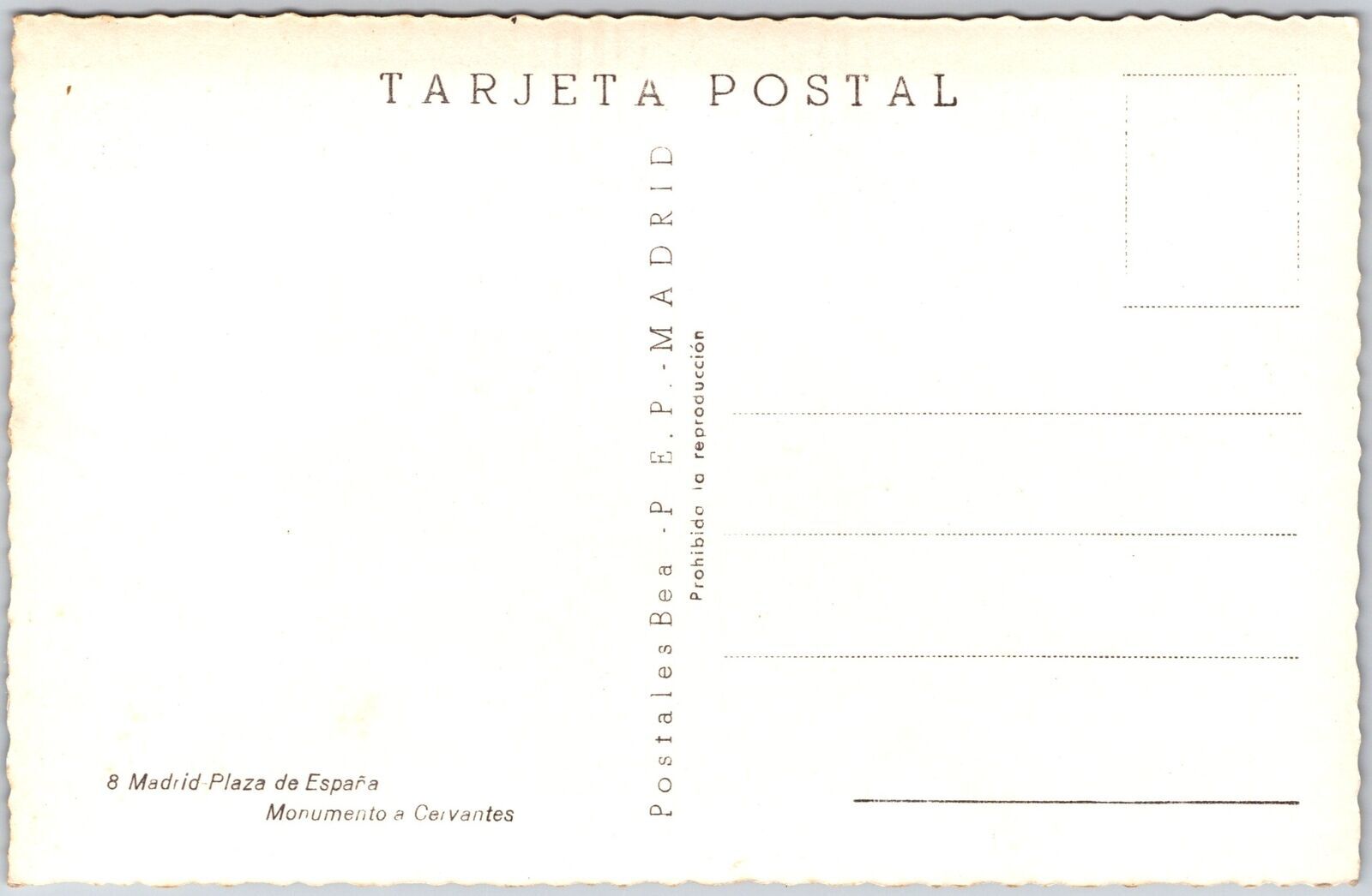 Madrid Plaza De España Monumento Cervantes Madrid Spain Real Photo ...