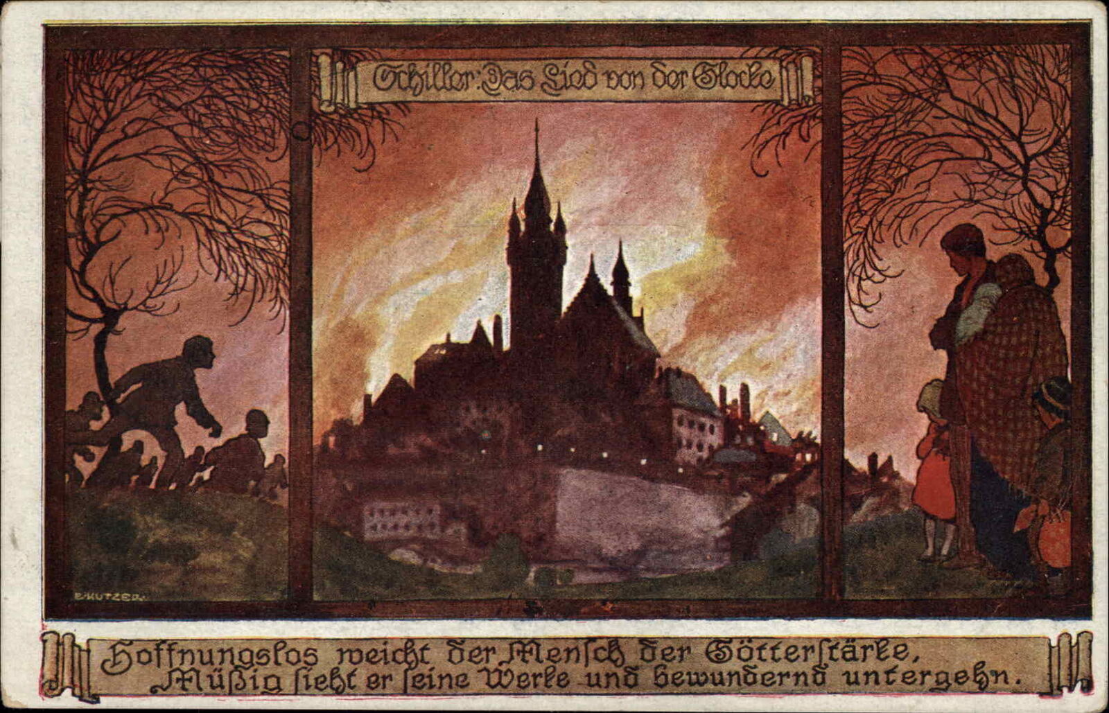 WWI Postcard E KUTZER Schiller Poem Song of the Bell GERMAN FOLKLORE ...