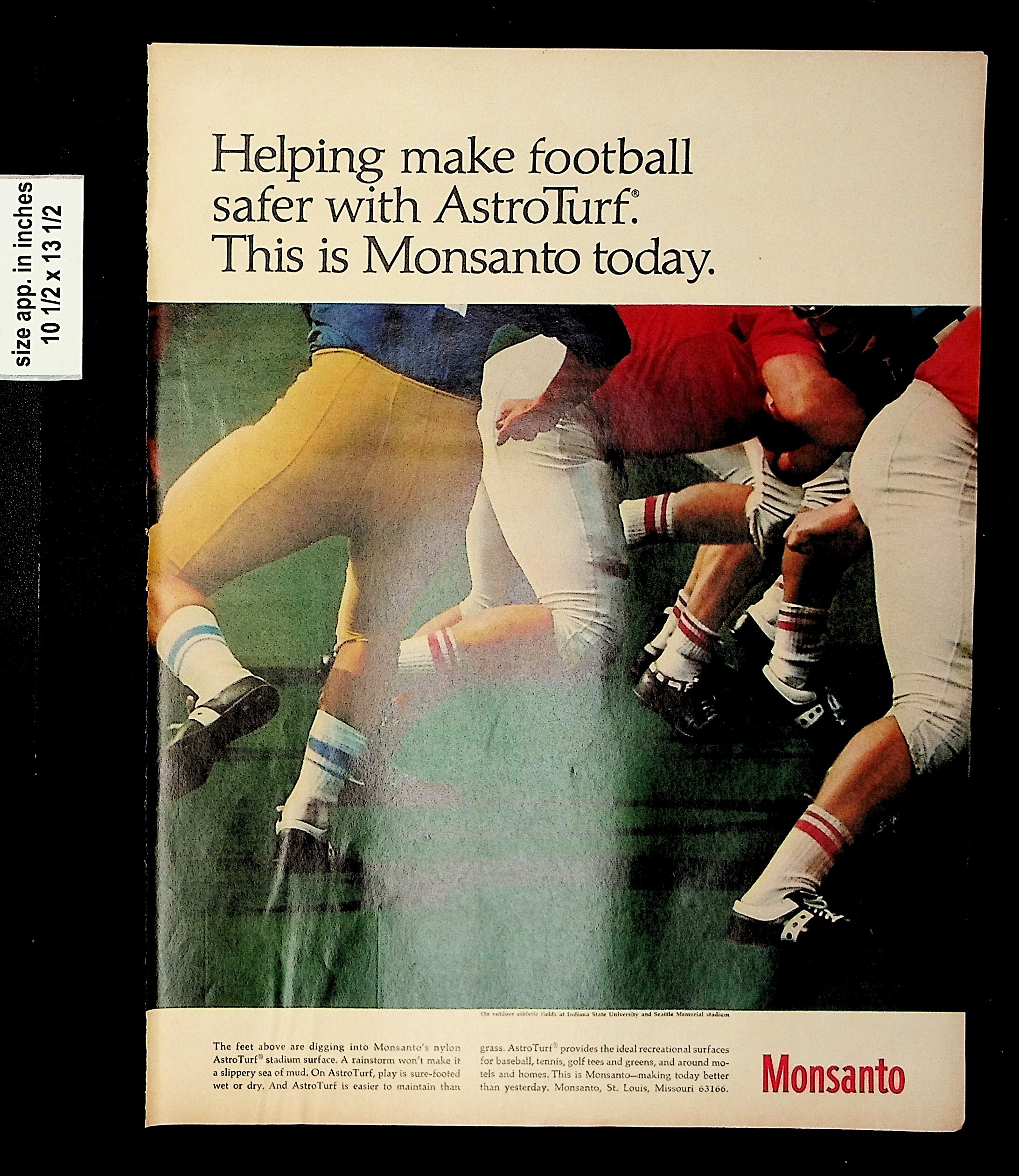 1967 Monsanto Today Football Astroturf Vintage Print Ad 19362 ...