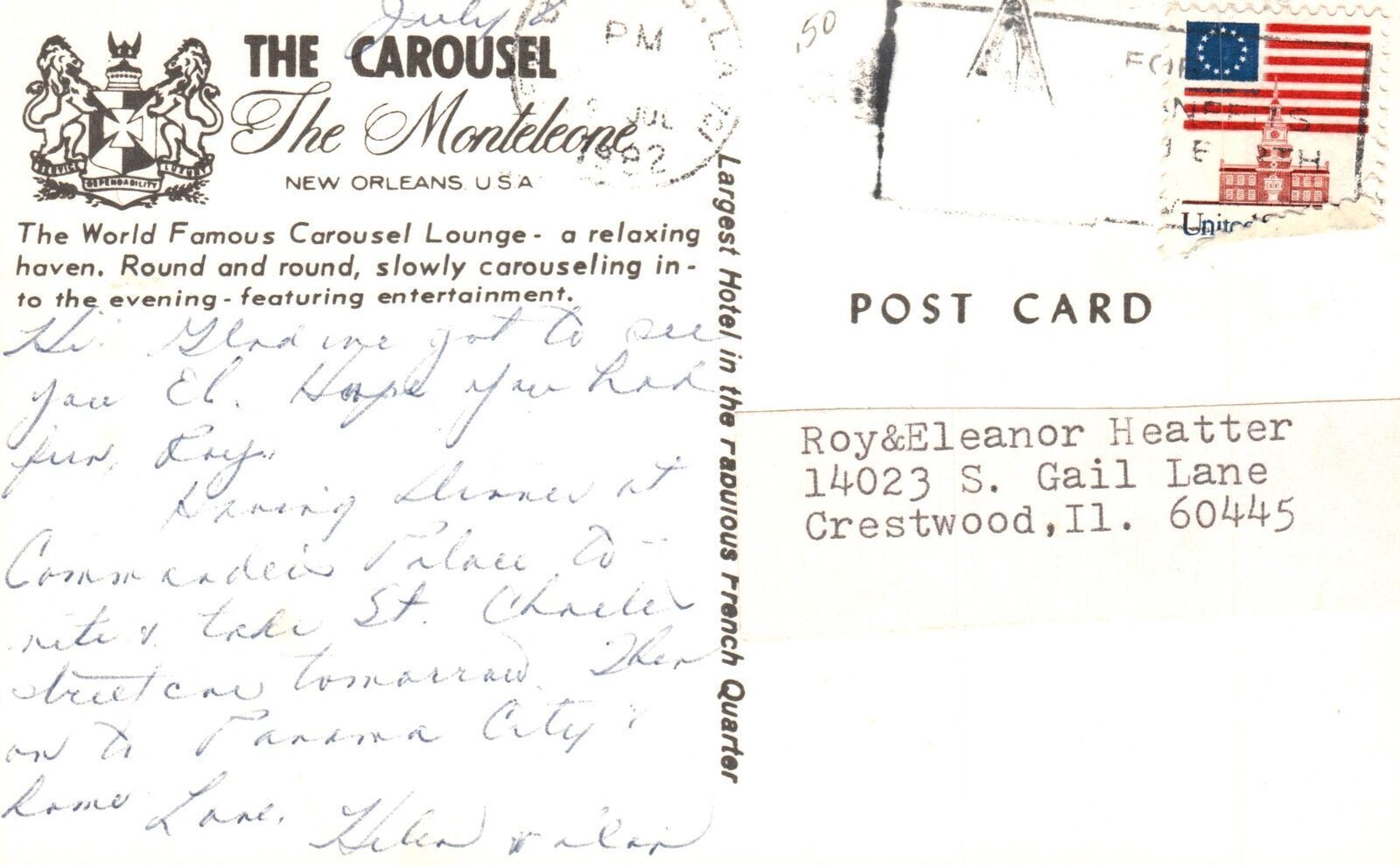 Vintage Postcard 1982 The Carousel Lounge Monteleone New Orleans ...