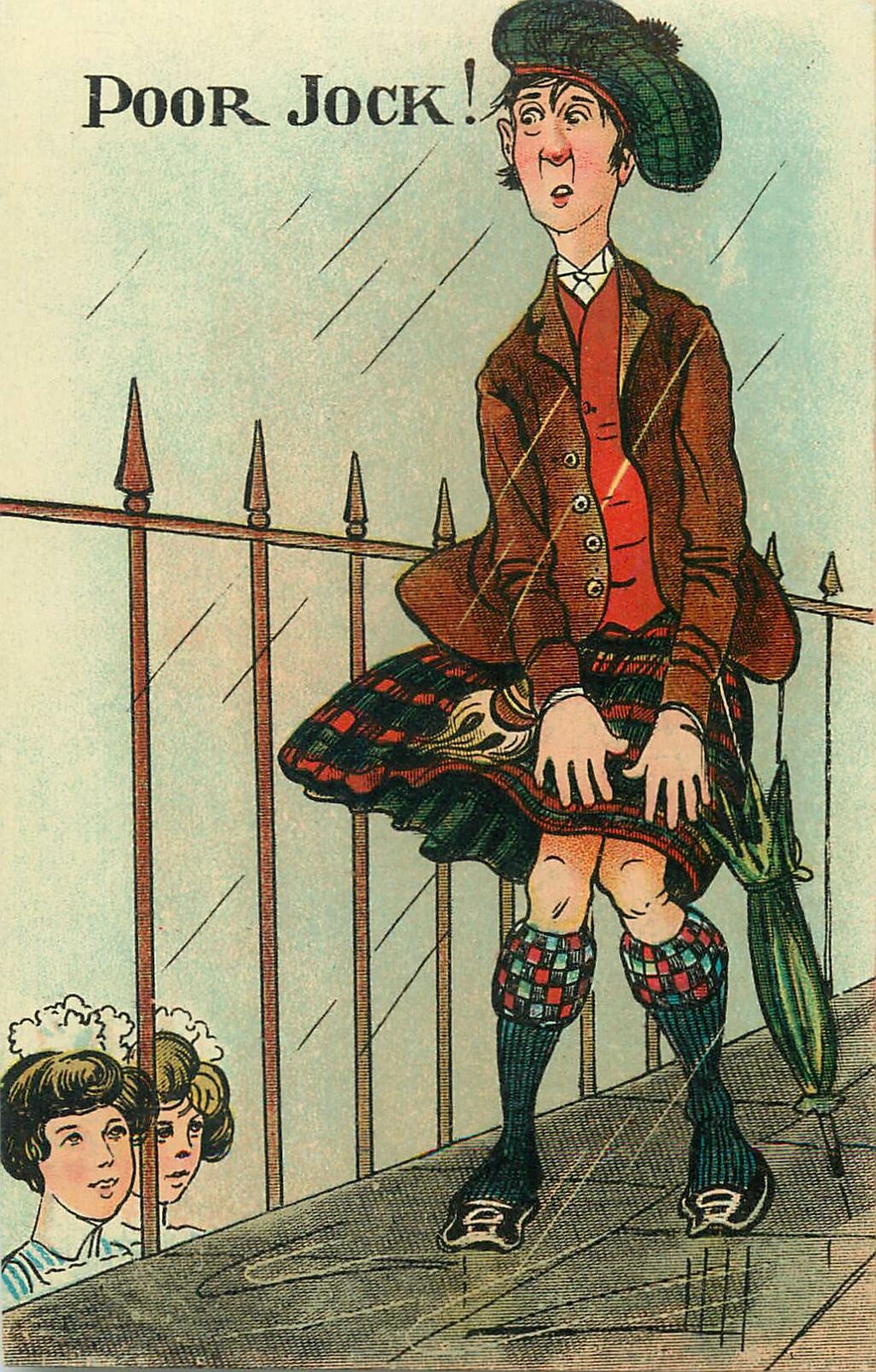 Comic Scottish man wearing kilt caricature Postcard | Topics - Cartoons ...