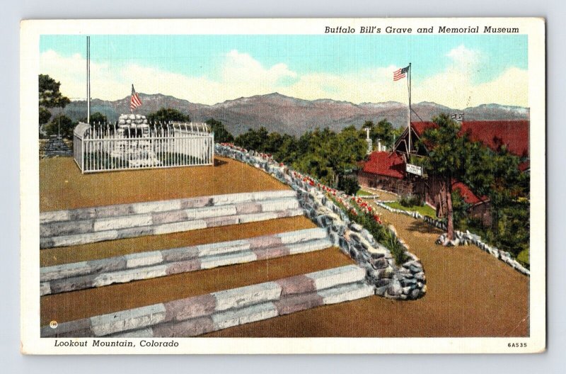 Postcard Colorado Lookout Mountain CO Buffalo Bill Gave Monument 1940s ...