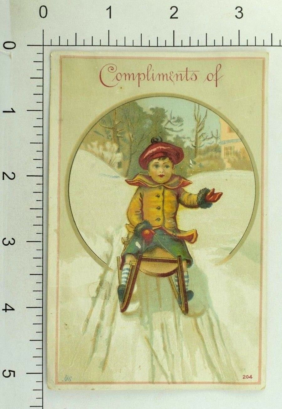 Howard's Scissors & Shears Stock List On Back Winter Child Sled Snow ...