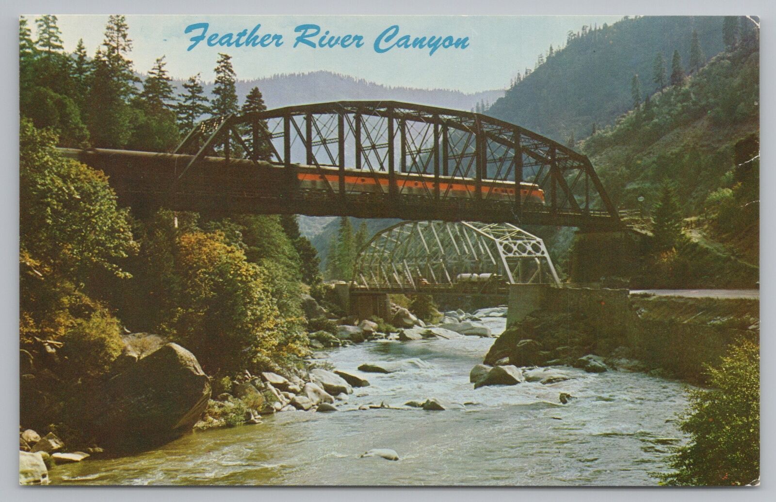 Bridge~Feather River Canyon Bridges Steamliner Rock~Vintage Postcard ...