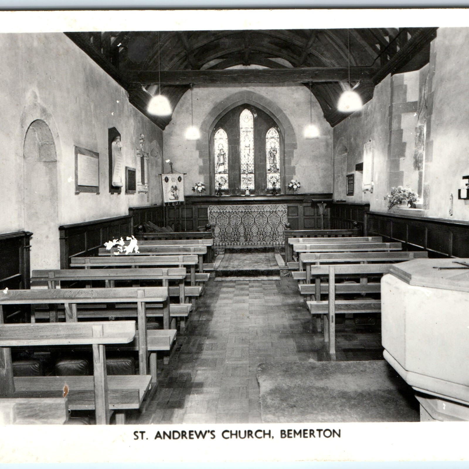 c1940s Bemerton, England St. Andrew's Church RPPC Interior Altar Pews ...