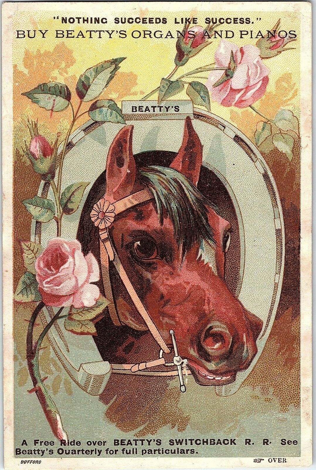 Engraved Beatty's Organs & Pianos Beethoven Organ Horse Victorian Trade ...