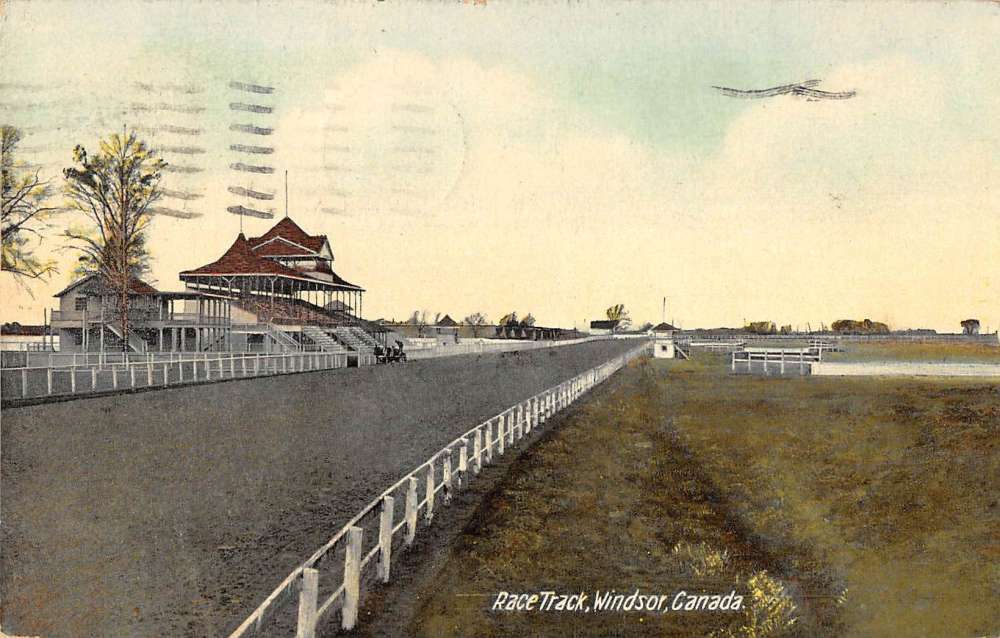 Windsor Ontario Canada birds eye view race track antique pc ZD686014 ...