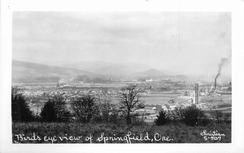Birdseye View 1940s Springfield Oregon Christian RPPC real photo ...