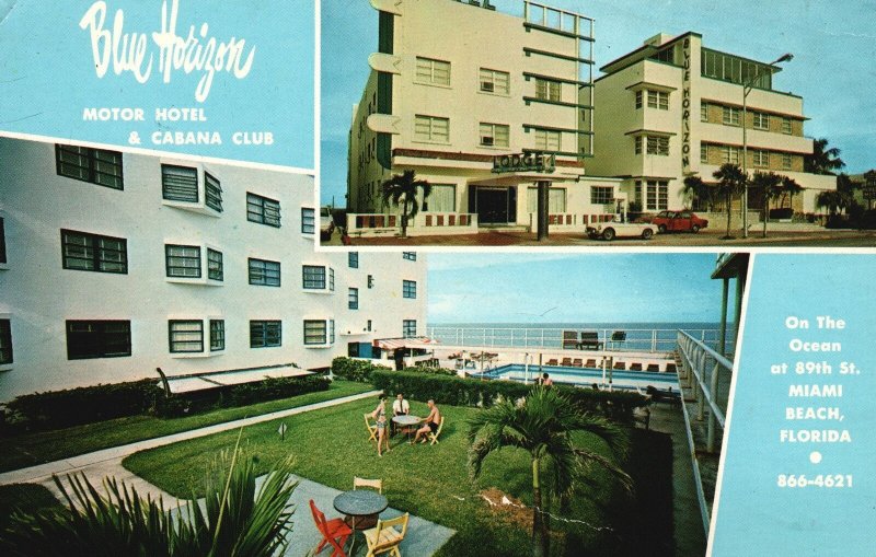 Miami Beach Florida, 1970 Blue Horizon Motor Hotel & Cabana Club Old ...