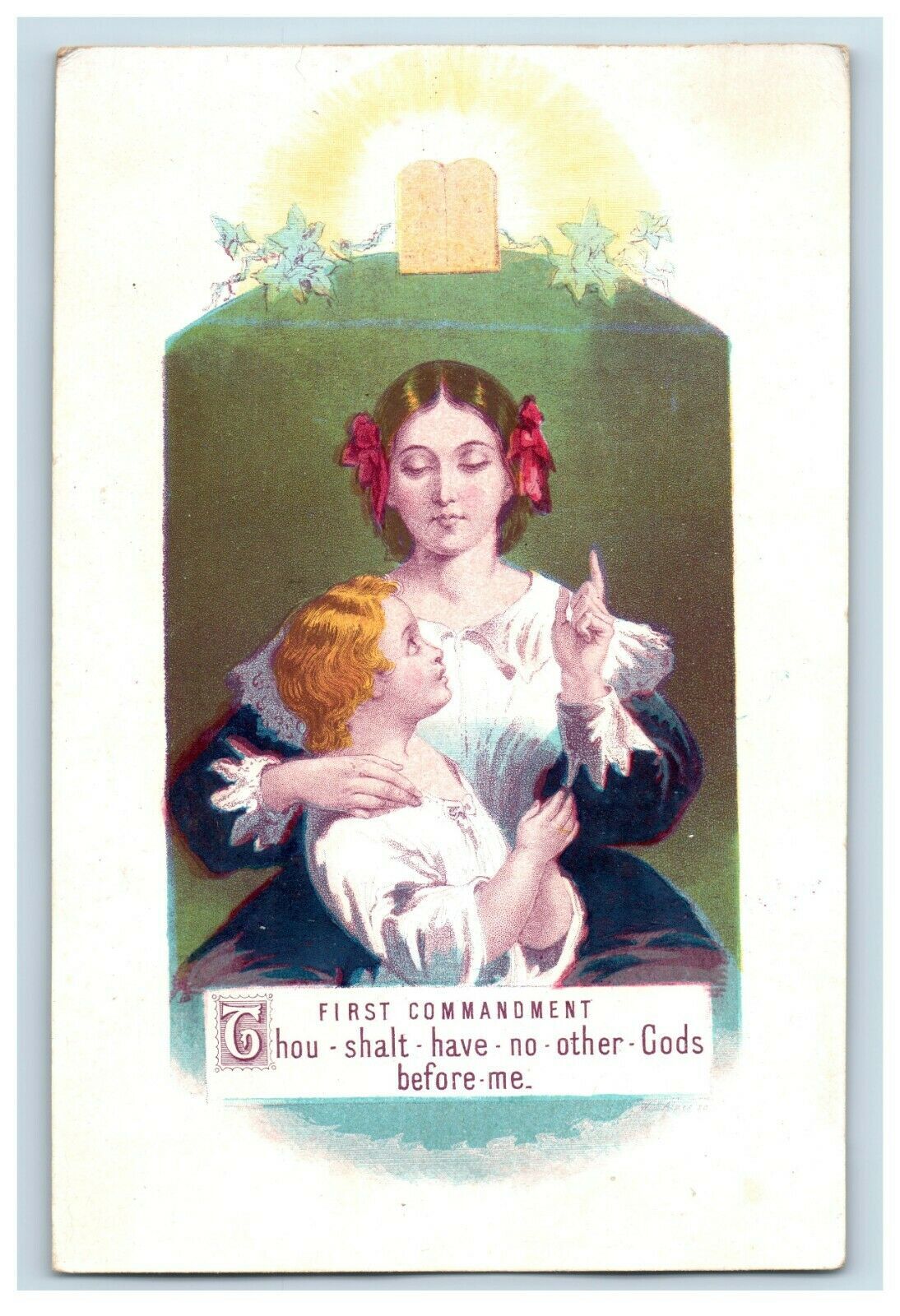 1880's Fabulous Lovely First Commandment Religious Victorian Bible Card ...