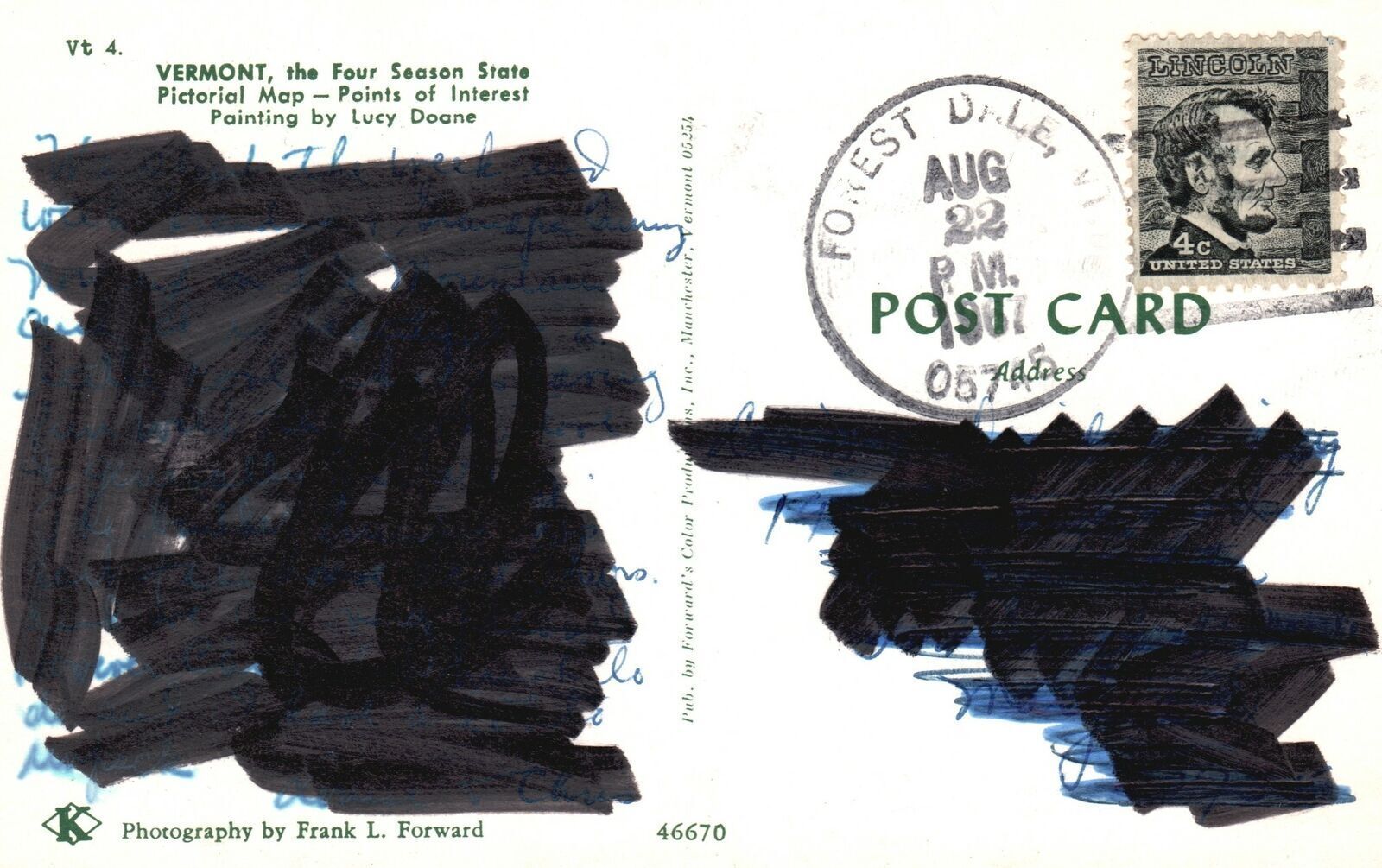 Vintage Postcard 1967 Four Season State Pictorial Map Points Of ...