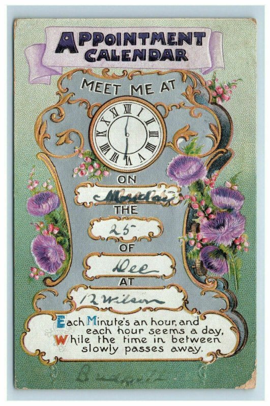 Appointment Calendar BB London Postcard "Meet Me At" Clock Fill in Time ...