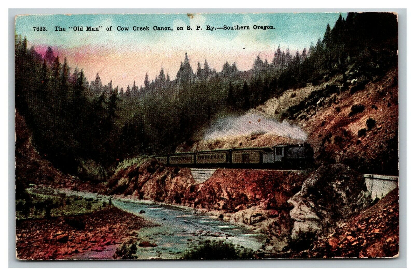 Vintage 1910's Postcard The Old Man Train Cow Creek Canyon South Umpqua ...