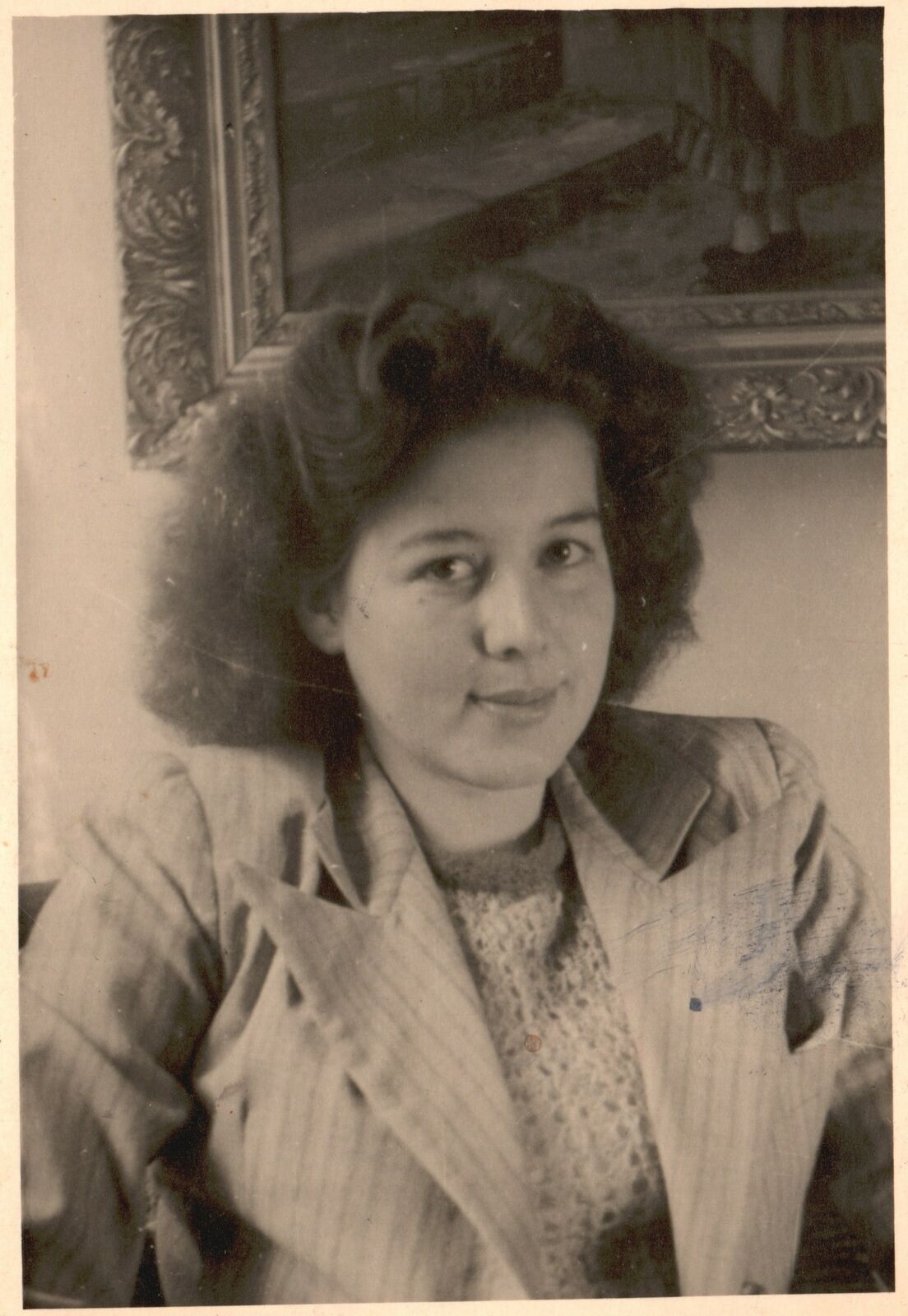 Postcard Real Photo Beautiful Woman In Formal Attire Photograph Curly ...