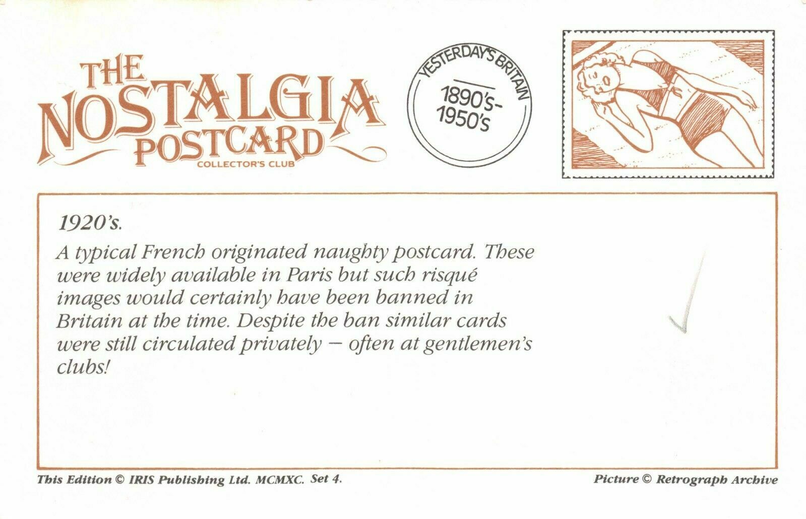 Nostalgia Postcard 1920s A Typical French Originated Risque Card Repro ...