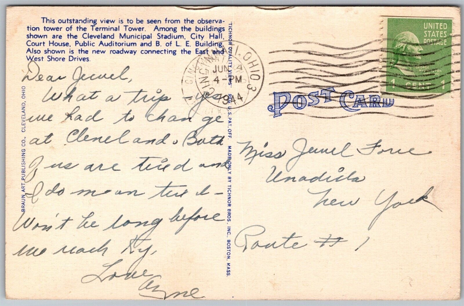 Vtg Cleveland Ohio OH View from Terminal Tower Lake Erie 1940s View ...