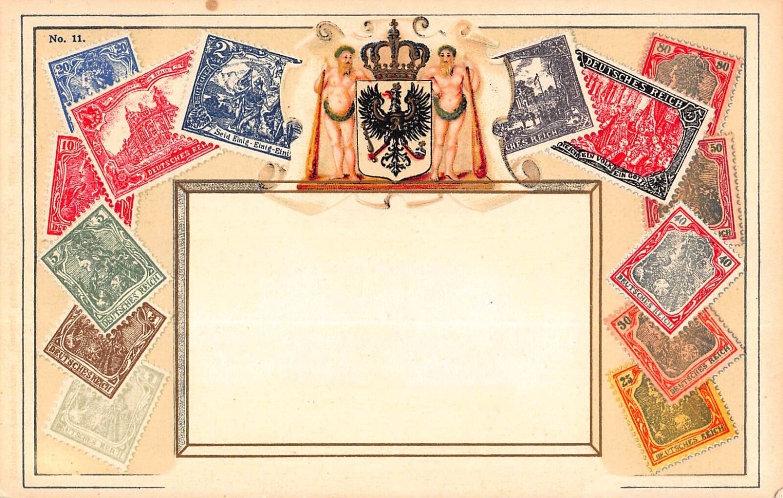 Stamp Card Postcard Showing Deutsches German Reich Postage Stamps ...