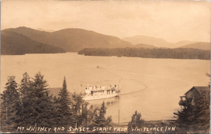 Real Photo PC Mt. Whitney Sunset Strait from Whiteface Inn Lake Placid ...