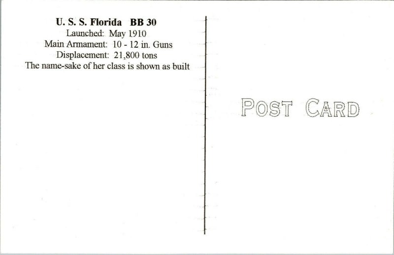 Vtg USS Superdreadnought Florida BB 30 US Navy Battleship Postcard ...