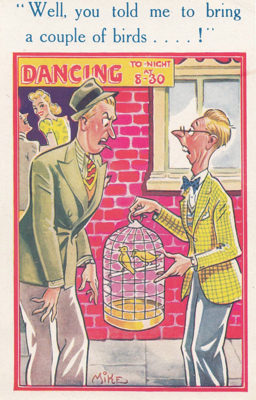 Bringing Budgie Birds To Dance Ballroom Dancing Comic Postcard | Topics ...