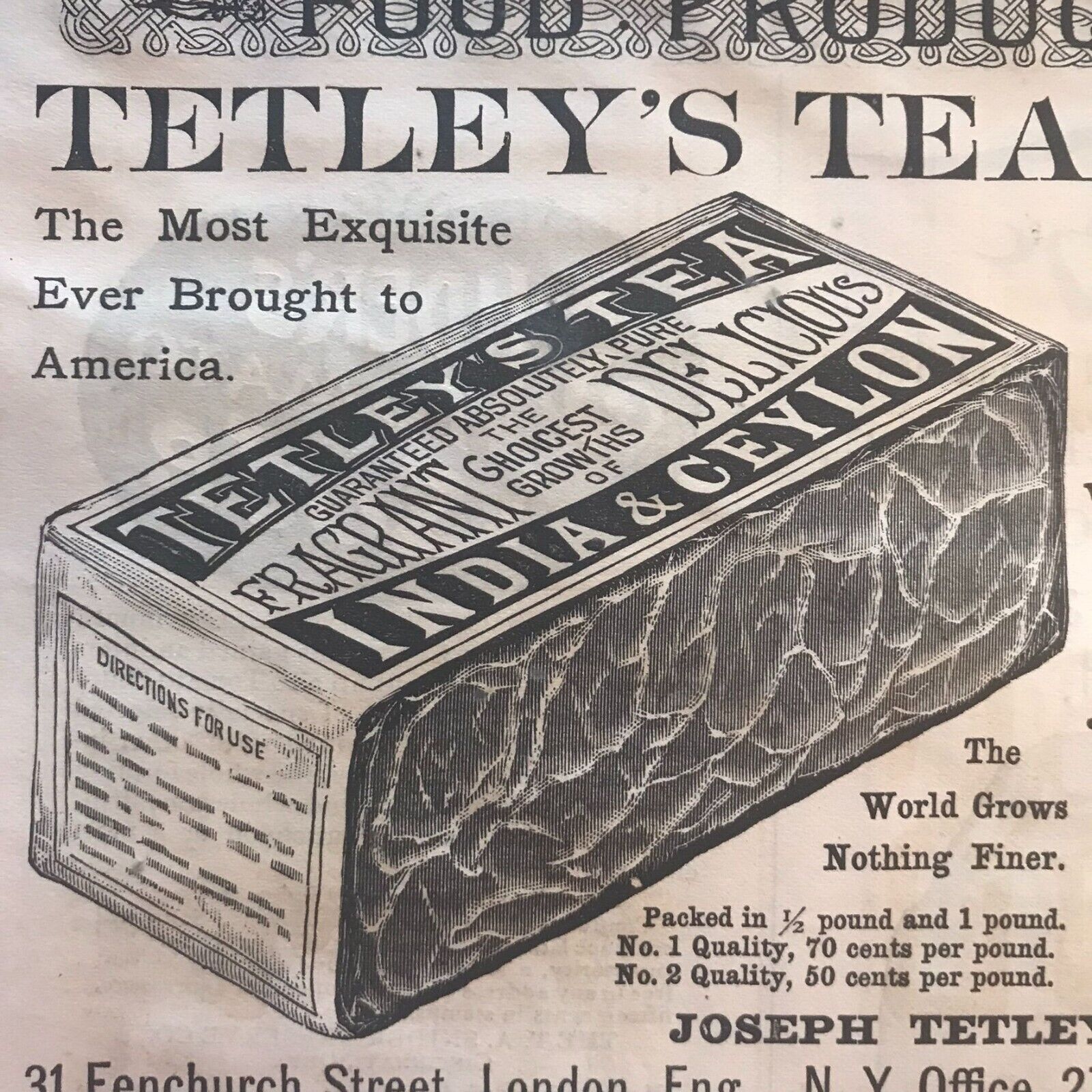 1880s-90s Tetley's Teas Joseph Tetley & Co. Victorian Print Ad / 2V1-67 ...