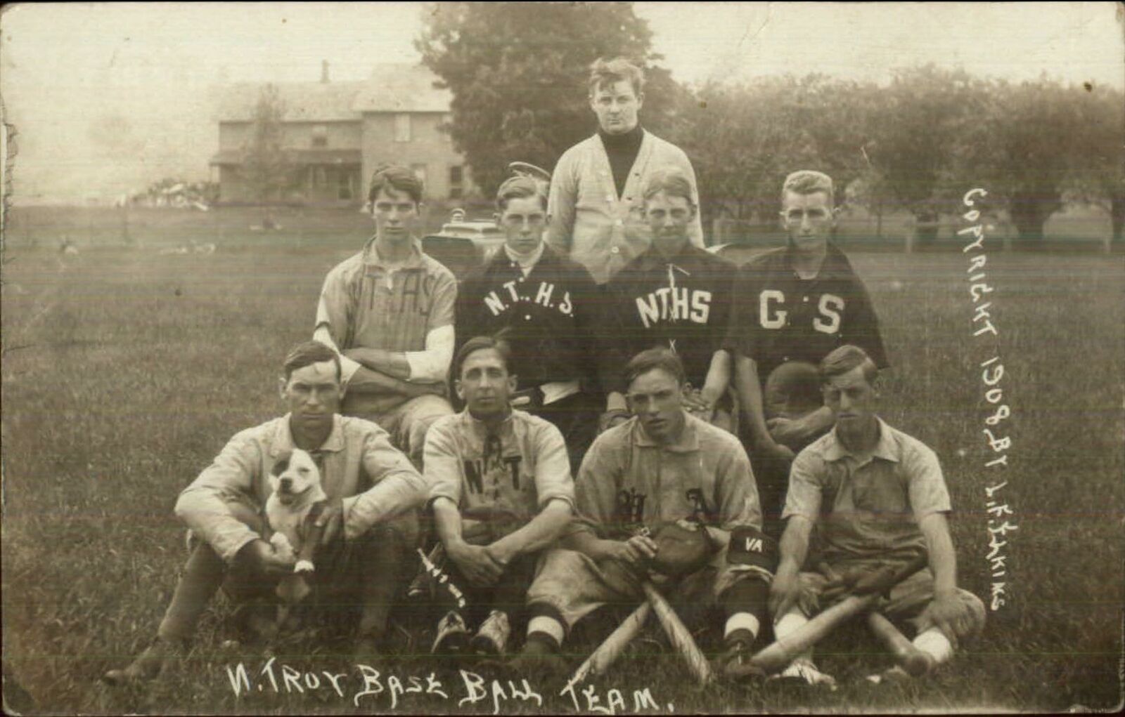West Troy VT Basbeall Team Pitbull Dog Mascot Real Photo Postcard c1910 ...