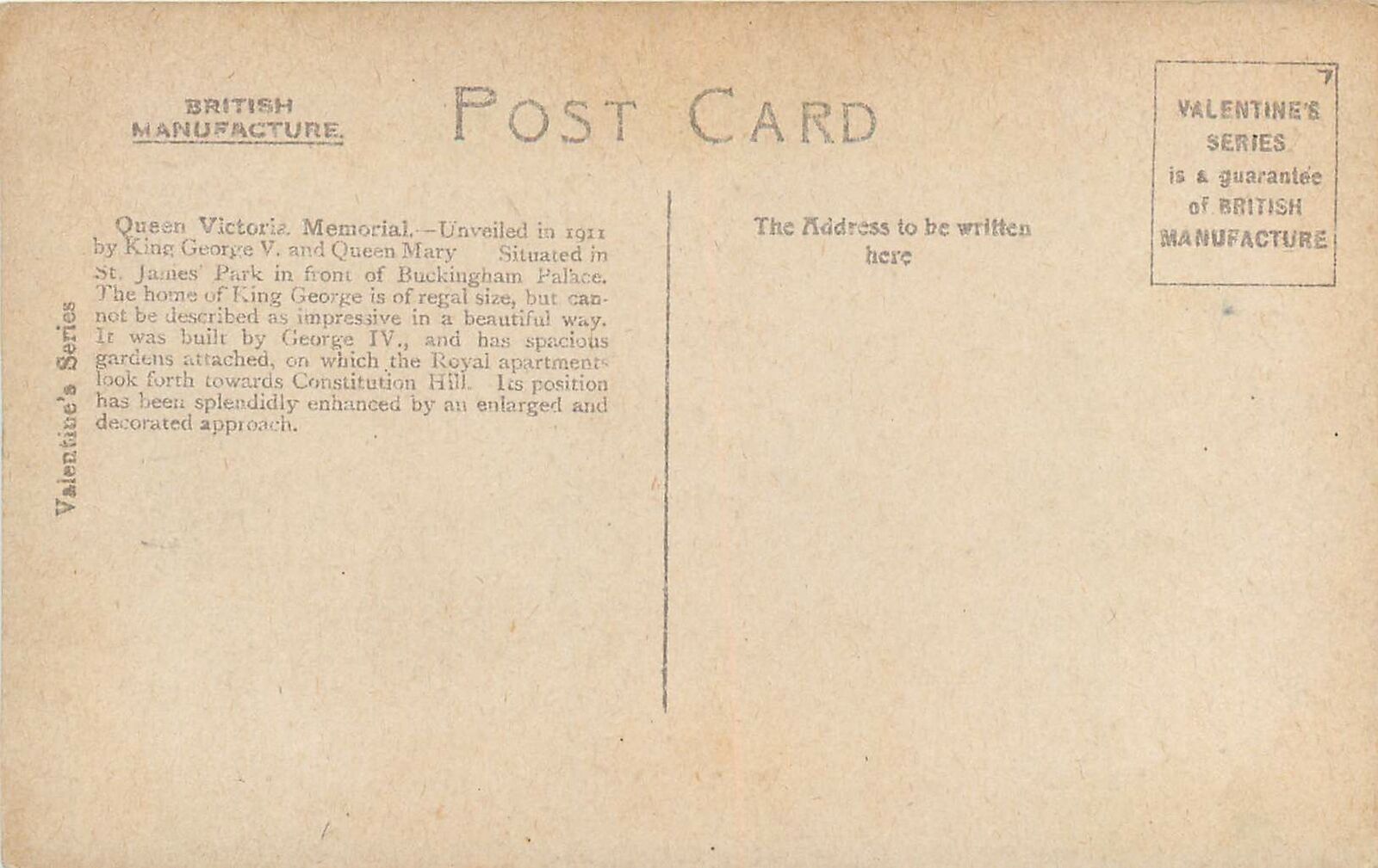 Postcard England London 1900s Queen Victoria memorial and Buckingham ...