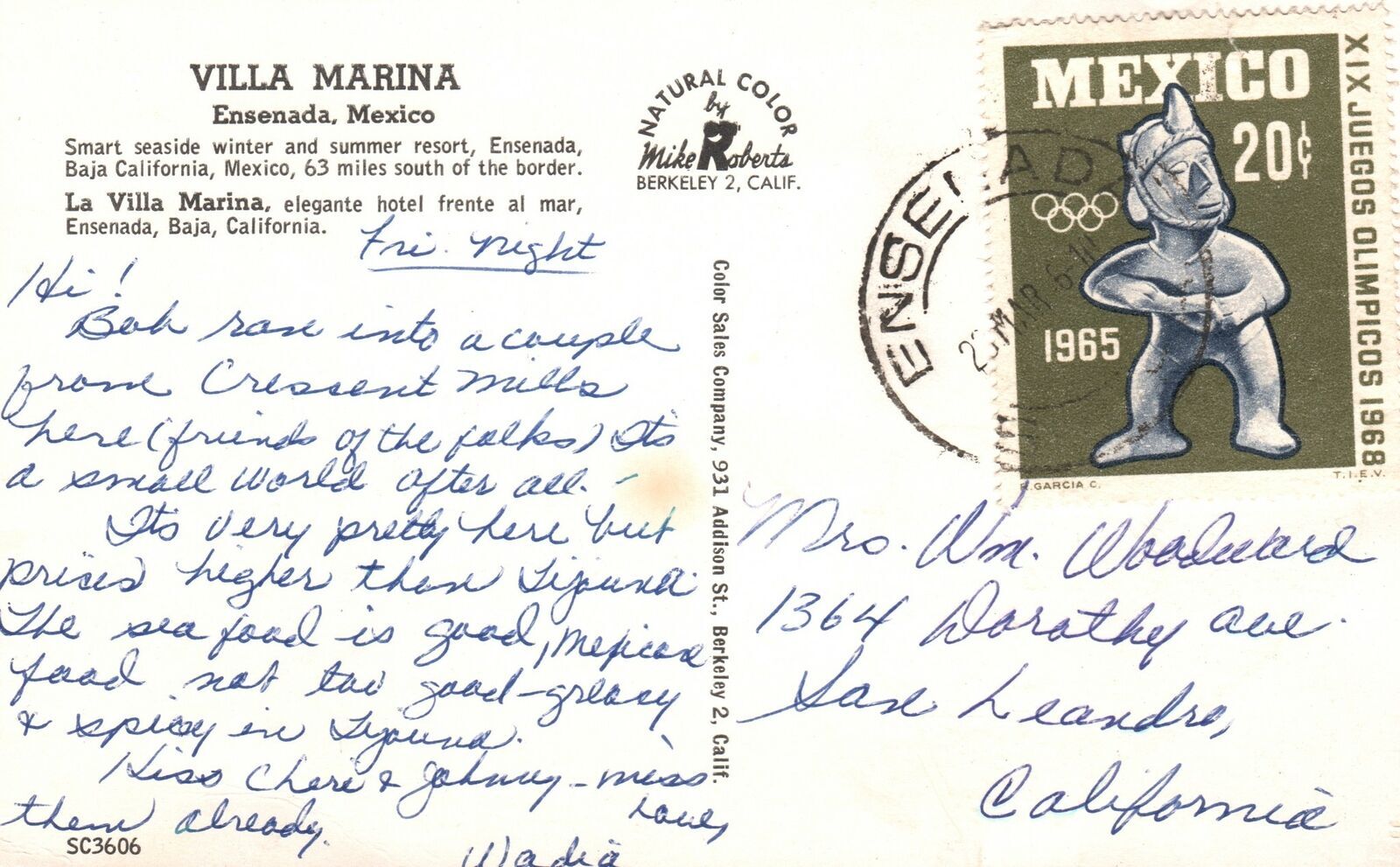 Vintage Postcard 1965 Villa Marina Seaside Winter Summer Resort ...