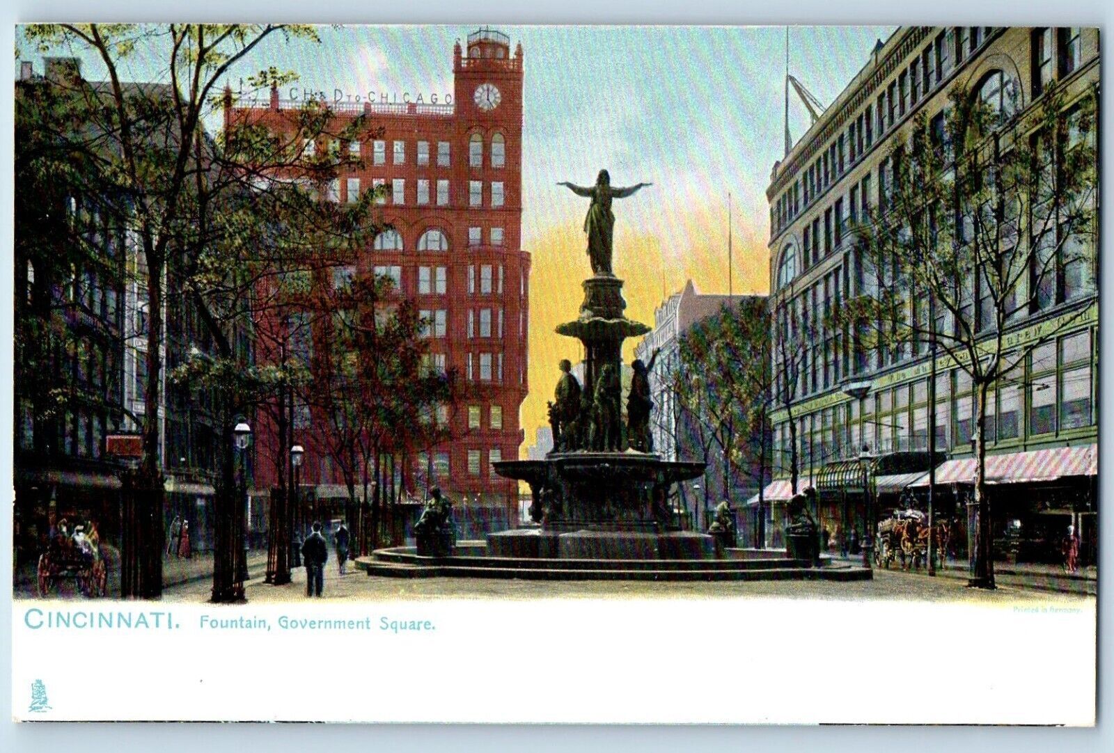 Cincinnati Ohio Postcard Fountain Government Square c1905 Tuck Vintage ...