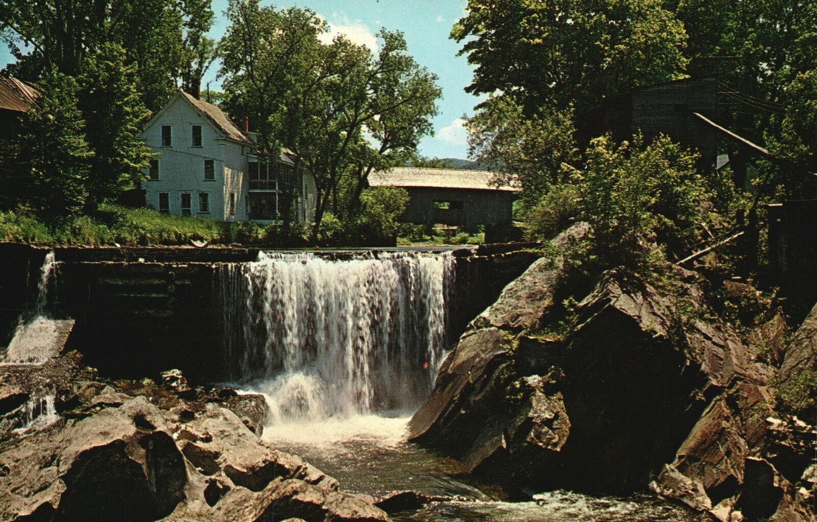 Vintage Postcard View of Falls and Covered Bridge Warren Vermont VT ...