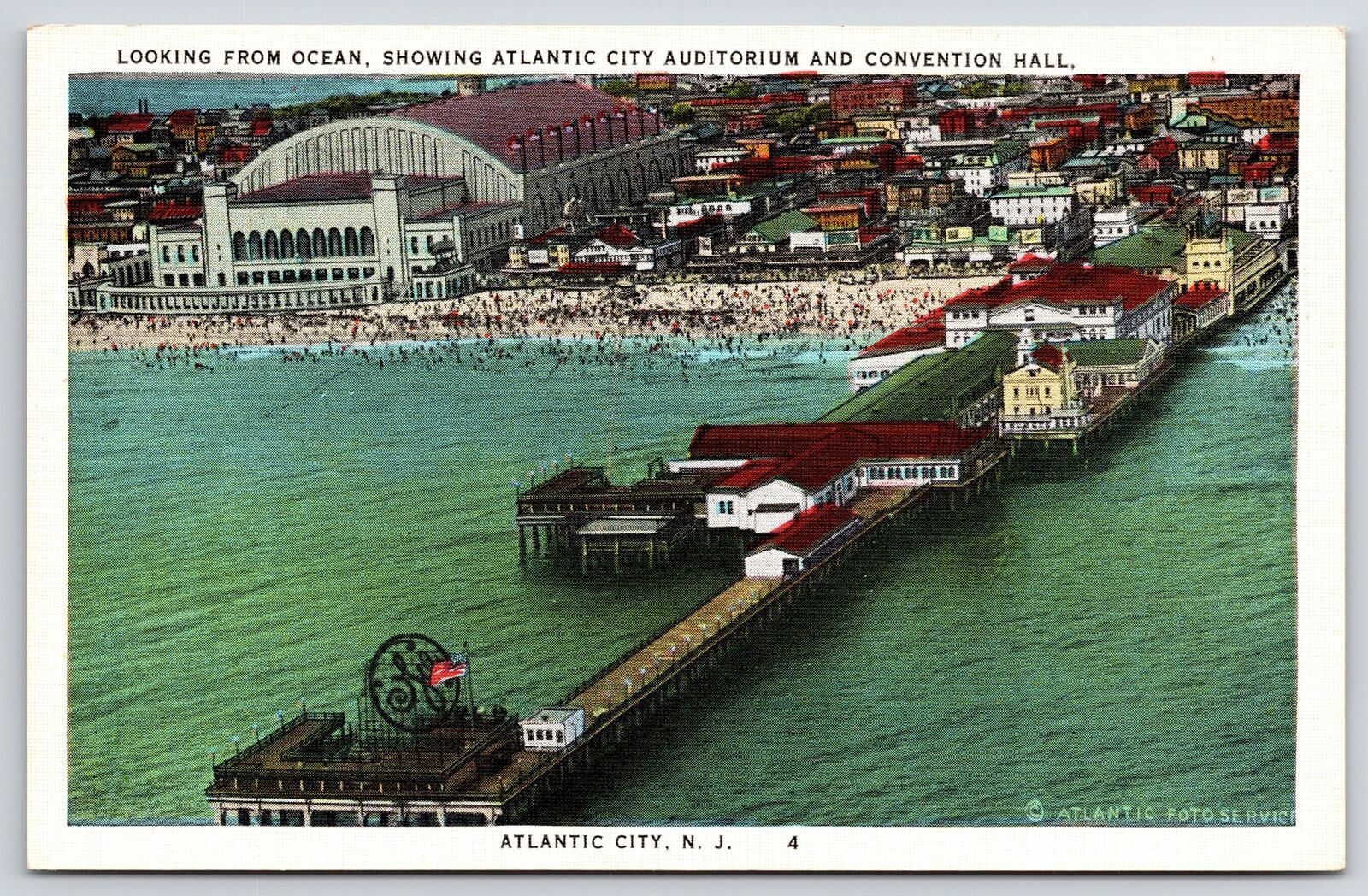 Looking Fr. Ocean Showing Atlantic City Auditurium & Convention Hall NJ ...